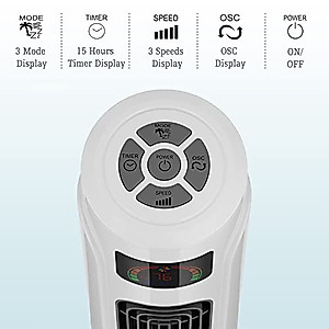 CHRUN 36''Oscillating Tower Fan, Remote Control, Quiet Stand Up Fan, 3 Speed, 3 Modes,15-Hour Timer, LED Display, 70° Oscillating Wider Air Coverage Tower Fan for Cooling Bedroom Home Office (White)