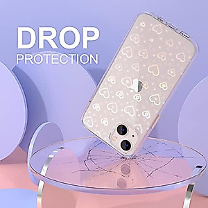 Tksafy Case Compatible iPhone 14 Case, Clear Glitter Cute Laser Holographic Love Heart Pattern for Women Girls, Anti-Yellow Hard PC Protective Phone Cover for iPhone 14 6.1-inch 2022, Rainbow Heart