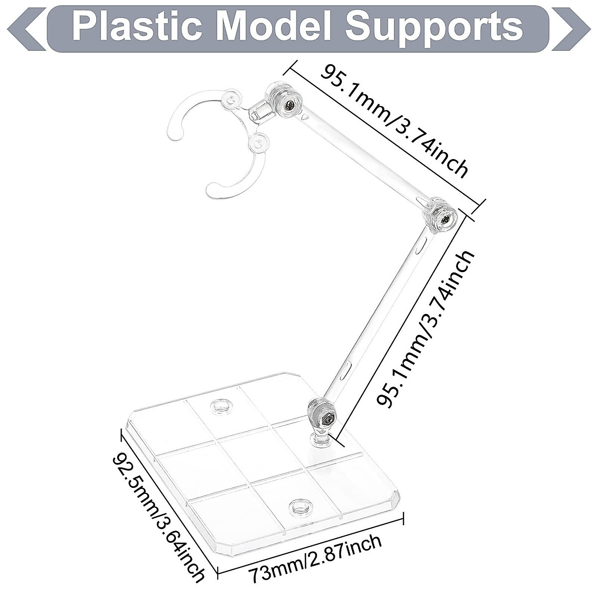 FINGERINSPIRE 8Pcs Action Figure Stand Assembly Action Figure Display Holder Base Doll Model Support Stand for 6 inch Action Figures or Effects Clear 1/144 HG/RG Gundam Figure Model Toy