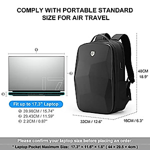 FENRUIEN 17.3 Inch Laptop Backpack, Hard Shell Sling Bag, Black