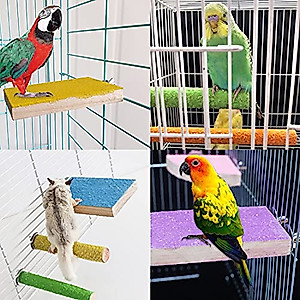 Hamiledyi 5 Pcs Parrot Perch Stand,Natural Wood Bird Perch Stand Platform Paw Grinding Sticks Cage Accessories Exercise Toys for Budgies Parakeets Cockatiels Conures Lovebirds