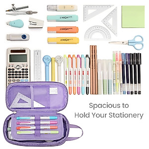 Bagseri Pencil Case for Kids - Expandable Cute Pencil Case for Girls Large Capacity Pencil Pouch Organizer for School Student Office Supplies, Pen Case Only (Purple, Mermaid Scale)