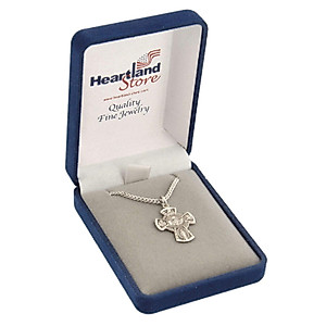 Heartland Store Women's Sterling Silver 4 Way Pendant with Large Center Dove + 18 Inch Rhodium Plated Chain