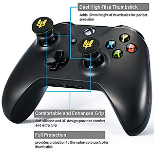 Playrealm FPS Thumbstick Extender & Printing Rubber Silicone Grip Cover 2 Sets for Xbox Series X/S & Xbox One Controller(SAS Who Dares Wins)