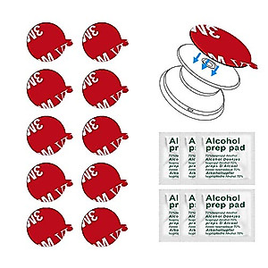 K TOMOTO [10 Pack] 3M VHB Sticky Adhesive Pads for Socket Mount Base, Duble Side Heat Resistant Strong Sticker Replacement Tape for Phone Collapsible Grip & Stand Back, 1.3 Inches, Clear