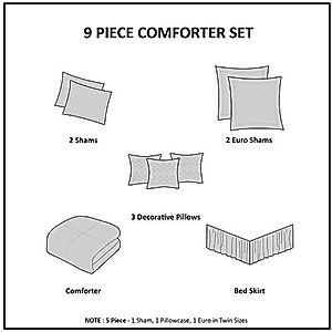 Madison Park Essentials Maible Cozy Bed in A Bag Comforter with Complete Cotton Sheet Set-Floral Medallion Damask Design All Season Cover, Decorative Pillow, Queen (90 in x 90 in), Blush/Gray