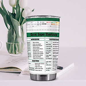BECHUSKY Excel Tumbler Group Excel Shortcut Tumbler Excel Cheat Sheet Travel Spreadsheet Accounting Student Senior Accountant CPA Gift For Coworker Colleague Friend On Birthday Anniversary Christmas