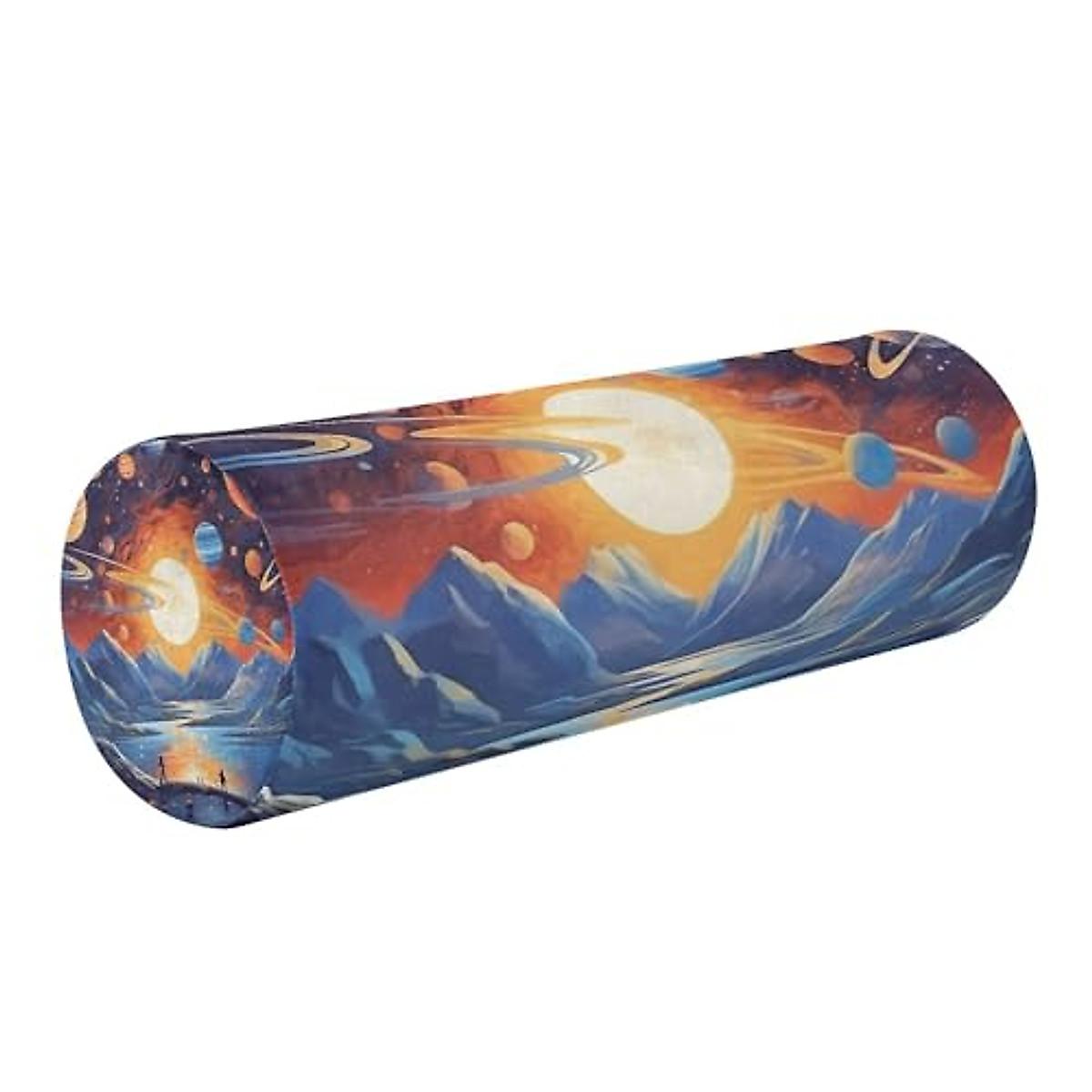 xigua Cartoon Space Neck Roll Pillow for Neck Relief with Removable Washable Cover - Memory Foam Round Cylinder Bolster, Ergonomically Designed for Head, Neck, Back, and Legs