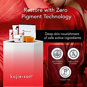 Kojie San Face & Body Complete Brightening Mini Set - 65 Gram x 2 Bars Soap, Body Lotion, Face Cream, and Facial Cleansing Brush