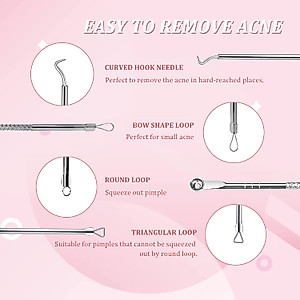 4PCS Blackhead Acne Removal Extractor, Curved Blackhead Tweezers Kit, Professional Stainless Pimple Acne Blemish Removal Tools Kit with Storage Box