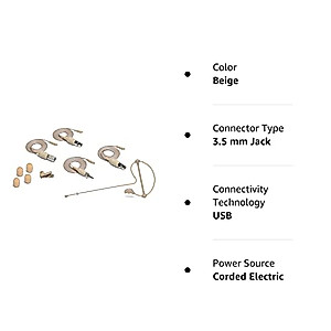 Samson SE10x Low-Profile Omnidirectional Earset Microphone,Beige