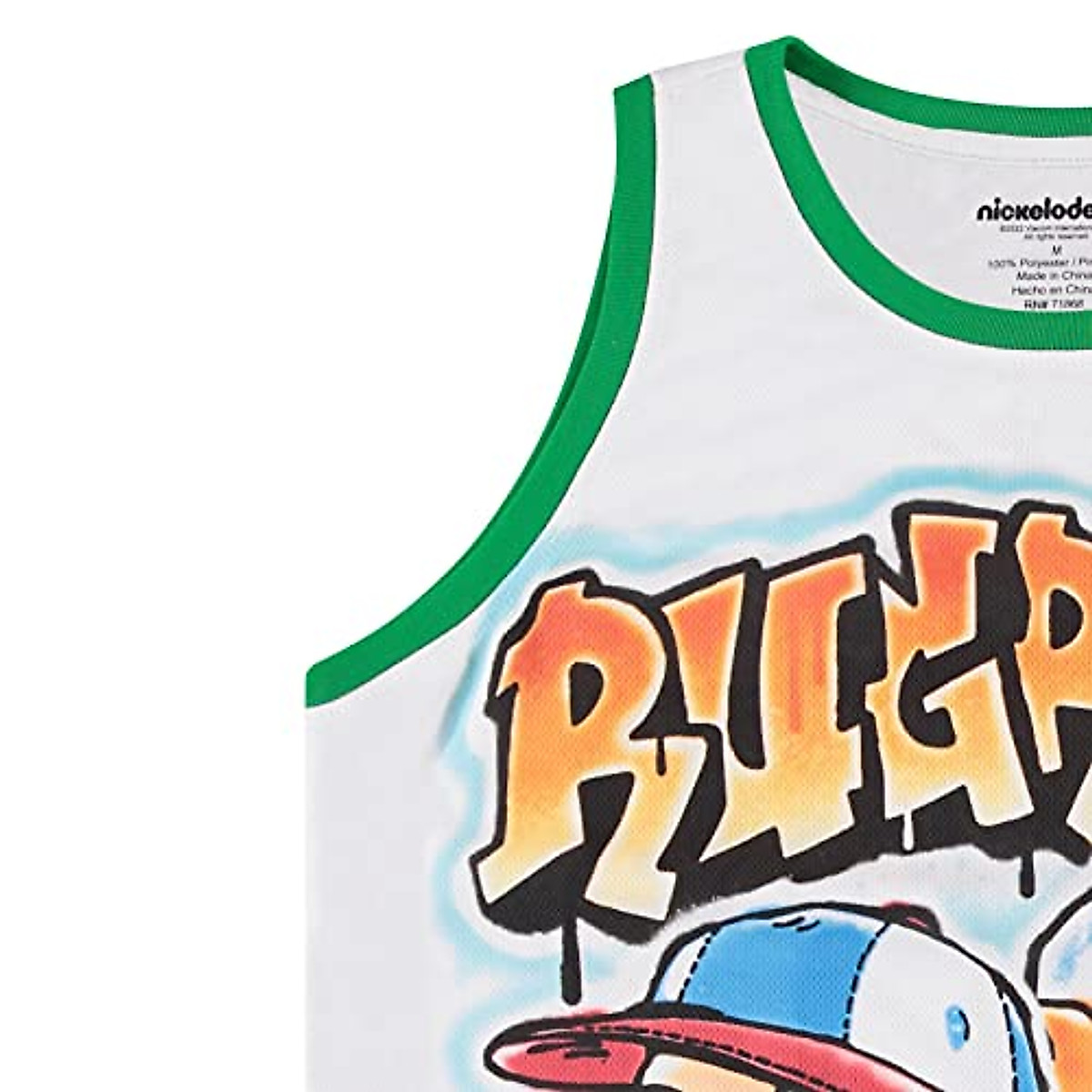 Nickelodeon Mens 90's Classic Tank - Rugrats Jersey - Reptar, Tommy, Chuckie & Phil Tanktop (White, Medium)