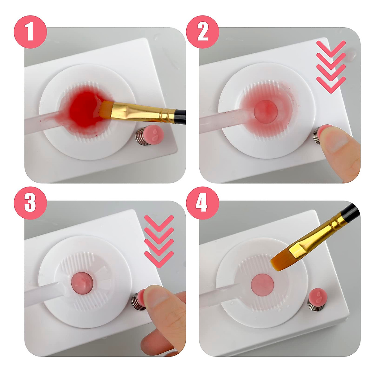 FINFINLIFE Paint Brush Cleaner Tool - 20 Painting Brushes & Brush Rinser Paint Water Dispenser for Acrylic, Watercolor & Water-Based, Convenient Paint Brush Washer, Painting Station for Kids, Pink