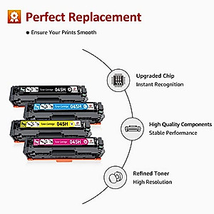 045H Toner MF634cdw Replacement for Canon 045H 045 Toner Cartridge CRG-045H for Canon Color ImageCLASS MF634Cdw MF632Cdw LBP612Cdw LBP612C MF632C 634C LBP612 MF632 MF634 Printer (4 Pack)