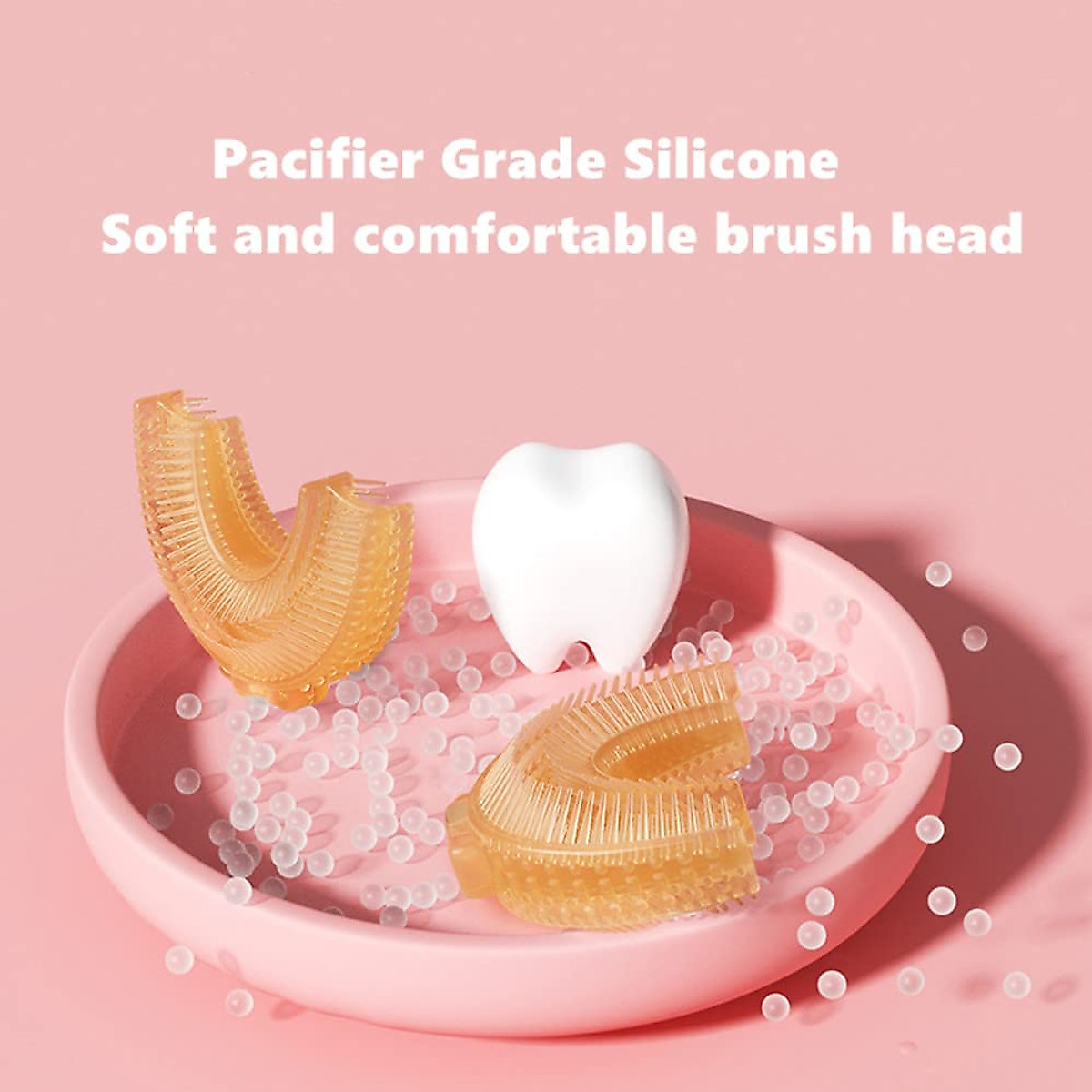 JYZPJ 2 Pack Kids U Shaped Toothbrush Toddler Toothbrush with Soft Silicone Bristles with Suction Cup Base 360 U Type Toothbrush for Children Ages 2-12 (2-6 Years Old)