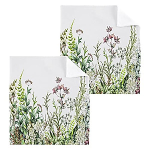 Kigai Bunny Rabbit Flower Wash Cloth Set of 6, 12 x 12 Inch Cotton Baby Washcloths Highly Absorbent and Soft Feel Fingertip Towels Face Towels for Bathroom, Gym, Spa