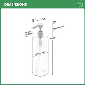 Bar5F Pump Bottle 32-Ounce 1-Liter Empty for Shampoo Conditioner Body Wash Lotion BPA-Free Crystal-Clear