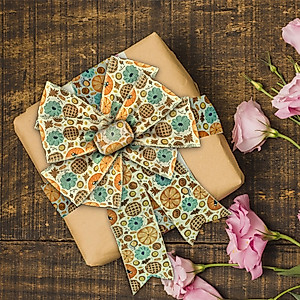 ACSENCETER Hello Autumn Wired Ribbon Thanksgiving Pumpkin Orange Pattern Gift Wrap DIY Holiday Craft Wrapping Craft Decorations Halloween Tree Toppers 2.5" x 10 Yards