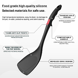 Silicone Kitchen Utensili 7-Pcs, BPA Free Silicone Cooking Set, for Nonstick cookware Heat Resistant Spatula set, Colander, Turner, Spoon, Pasta Server, Spatula Dishwasher safe