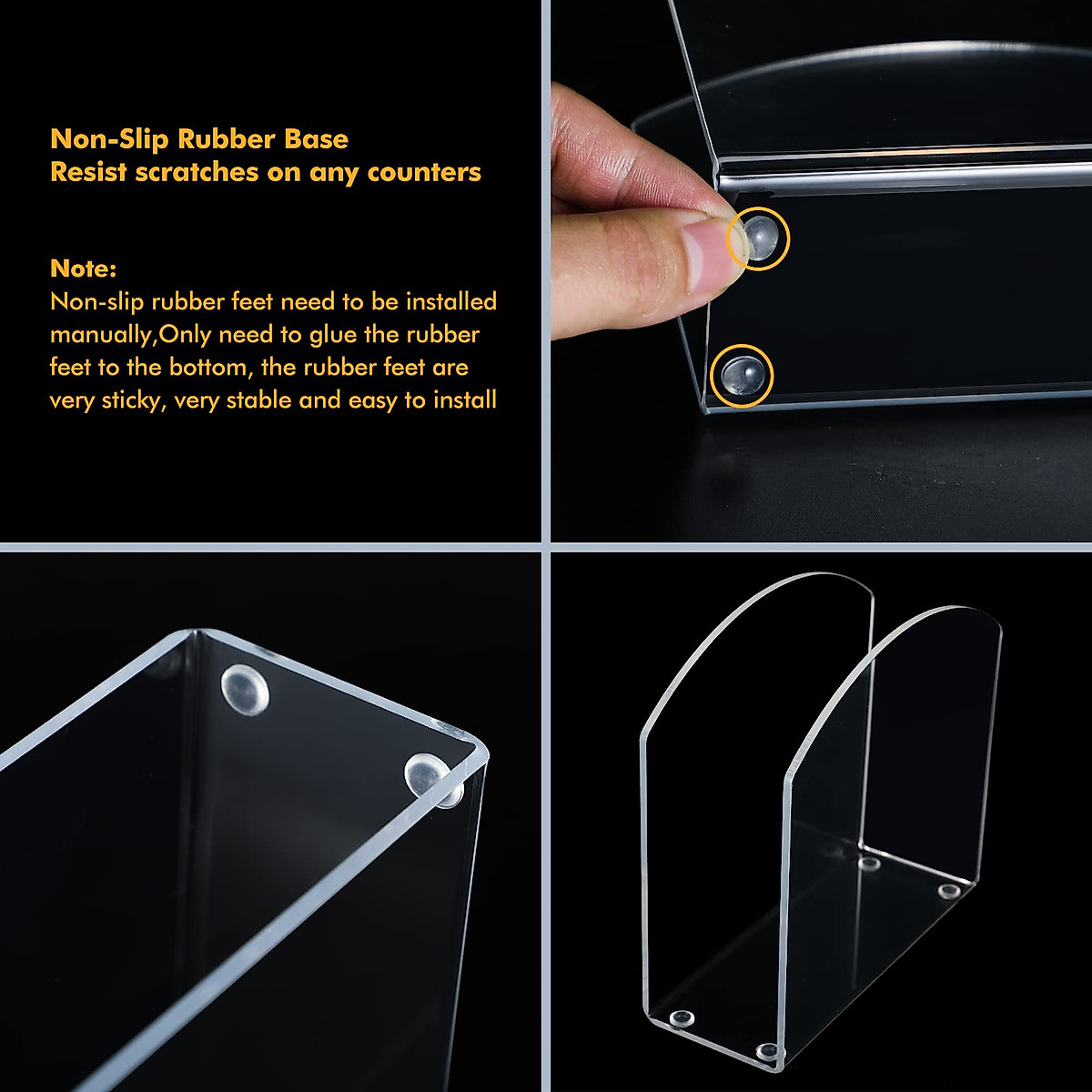 Kamehame 2Pcs Acrylic Napkin Holders for Tables Clear Napkin Dispenser Vertical Freestanding Napkin Stand