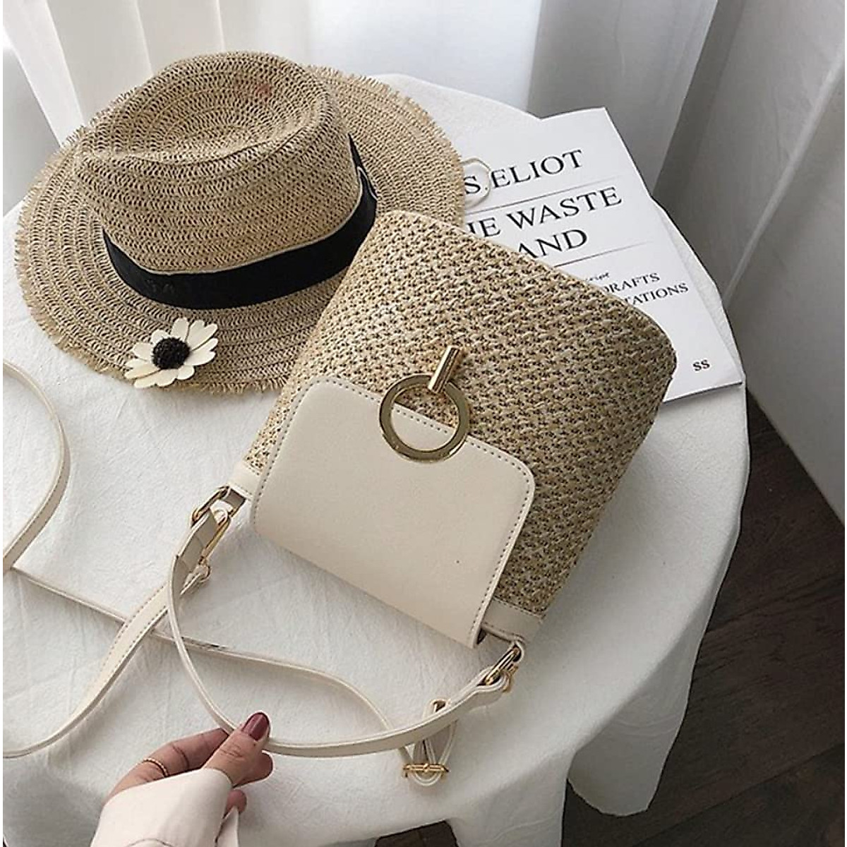 Elegant crochet purse crossbody bags for women purses cross body bag backpack handbags mini small womens backpacks work girls (Beige)