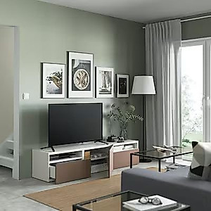 TV Unit with Drawers and Door, White/Lappviken Light Gray-Brown, 70 7/8x16 1/2x15 3/8 "