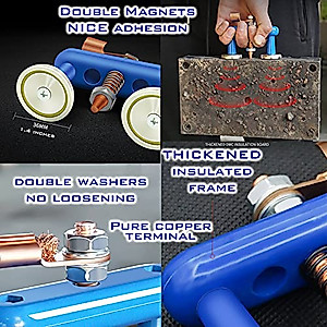 Magnetic Ground Clamp Welding Magnet - Welding Ground Clamp For Welder Copper Tail Ground Connector 500A, Double Magnet