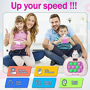 Blackma Fast Push Game Pop Fidget Toys for Kids, Handheld Puzzle Game Sensory Toys with LED Screen, Quick Push Light Up Game Gifts for 3-12 Year Old Girls Boys (Rabbit)