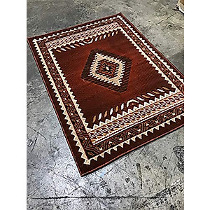 Kingdom South West Native American Area Rug Rust Brown Beige Design D143 (5 Feet 2 Inch X 7 Feet)
