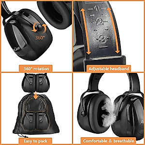 ProCase Noise Reduction Safety Ear Muffs NRR 28dB Bundle with Hearing Ear Protection Ear Defenders NRR 29dB