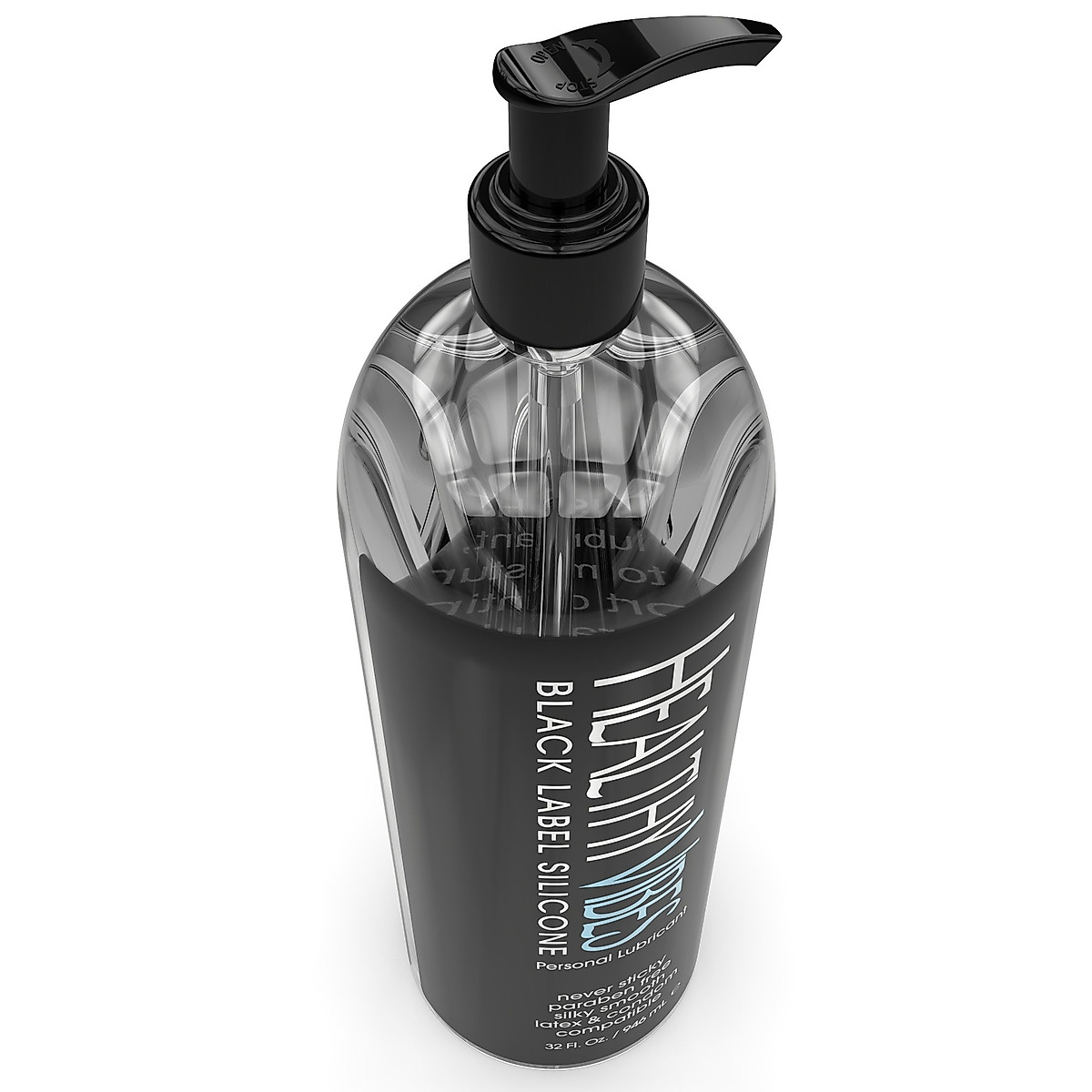 Healthy Vibes Black Label Silicone Personal Lubricant -Silicone Based Lube Lasts Long & Easy to Clean, Water Resistant, Safe for Most Skin Types, 32oz