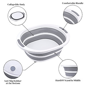 Collapsible Dishpan 7.5L Plastic Sink Dish Basin Cutting Board Foldable Food Tub for BBQ Picnic Camping Portable Washing Dishes Basket Space Saving Gray