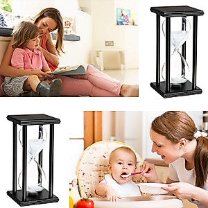 Hourglass Timer 30/60 Minutes Wood Sand Hourglass Clock for Creative Gifts Room Decor Office Kitchen Decor Birthday (60 min, White)