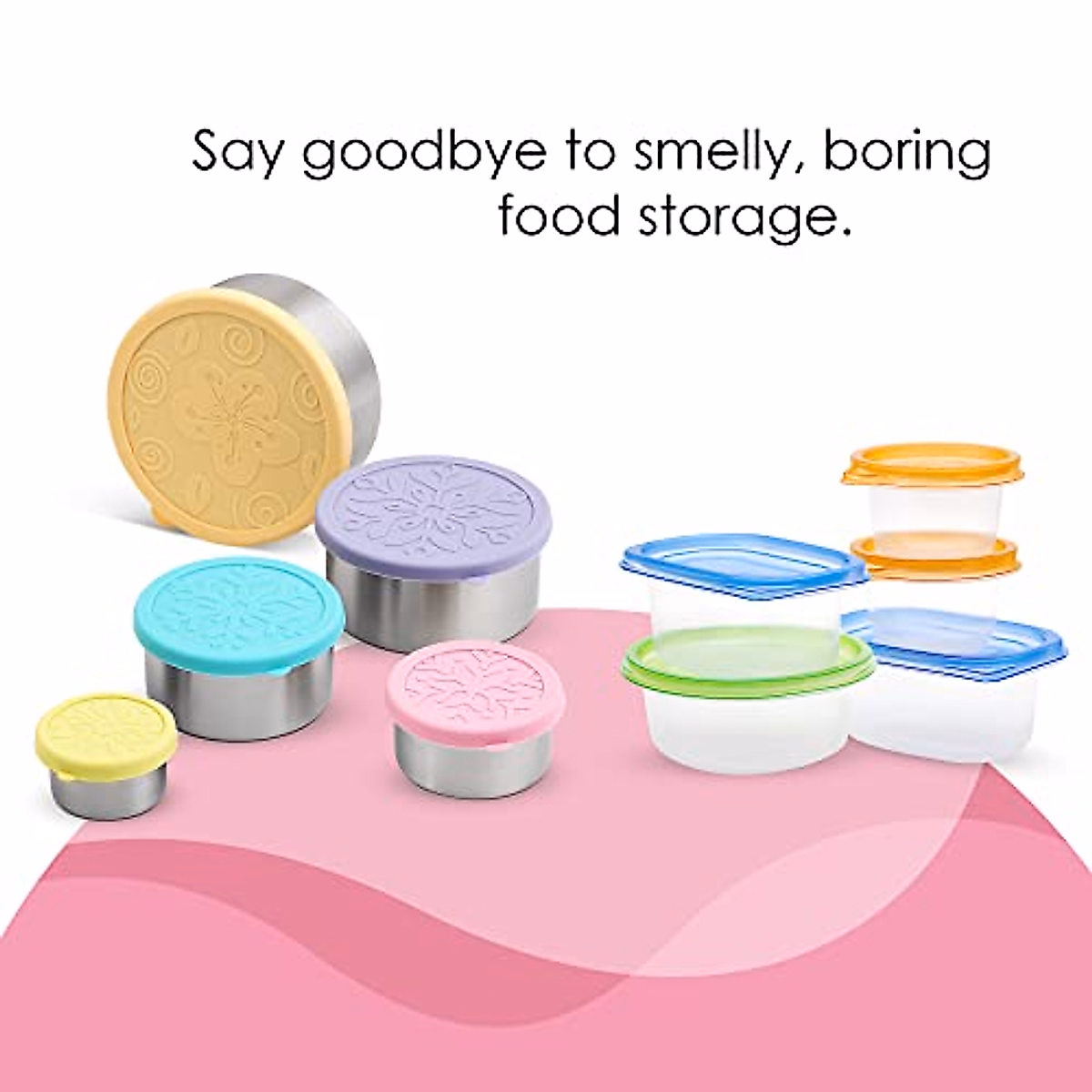 Stainless Steel Containers with Lids, Metal Food Storage Container, Snack Bowls, 5 Pack, Silicone Lid, Nesting, Stackable, Round, Lunch Meal Prep, Salad Bowl, Bento Box for Kids, Toddlers, Houseables