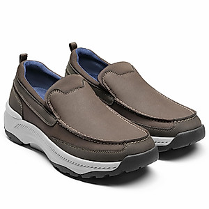 Mens Slip on Shoes, Casual Walking Loafers with Arch Support, Orthopedic Slip in Sneakers Lightweight Non Slip Taupe