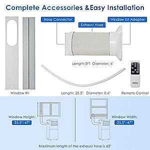 COSTWAY Portable Air Conditioner, 10000 BTU Air Cooler with Fan & Dehumidifier Mode for Rooms up to 350 Sq.Ft, Quiet AC Unit with Sleep Mode, 2 Fan Speeds, 24H Timer(10000BTU)