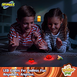 IPIDIPI TOYS Light Up Spinning Tops and Flying Saucer Disc - UFO Light Up Spinner Toy - Stocking Stuffers, Kids Party Favors, School Prize Box Toys, Goodie Bag Fillers (Orange, Set of 12, 36 PCs)