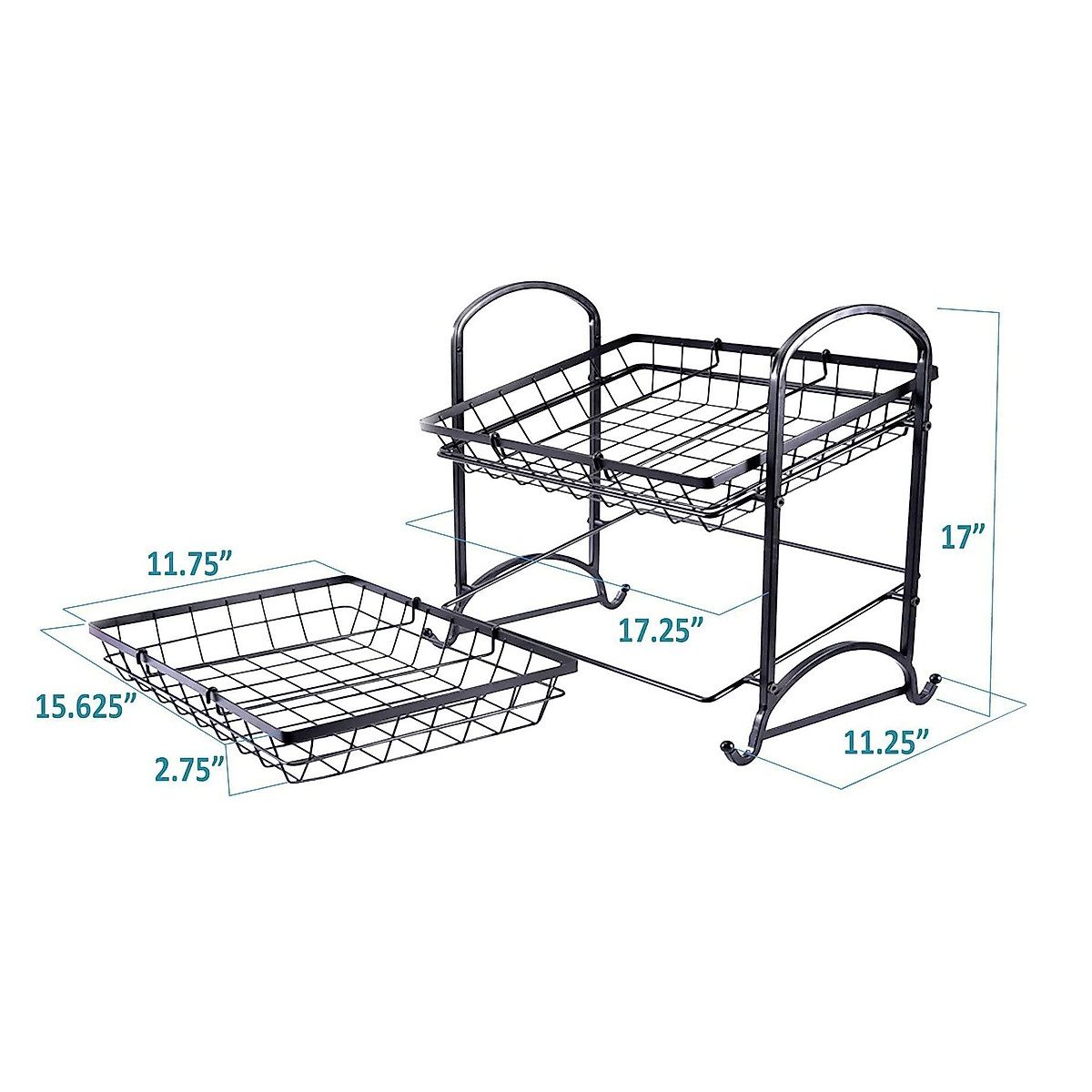 Giftburg Stackable Can Rack Organizer, Angle 2-Tier Tray Display Stand, Fruit Basket Stand, Potato Chip Rack, Multifunctional Can Dipsenser for Storing Canned Snacks Drinks and more, Black