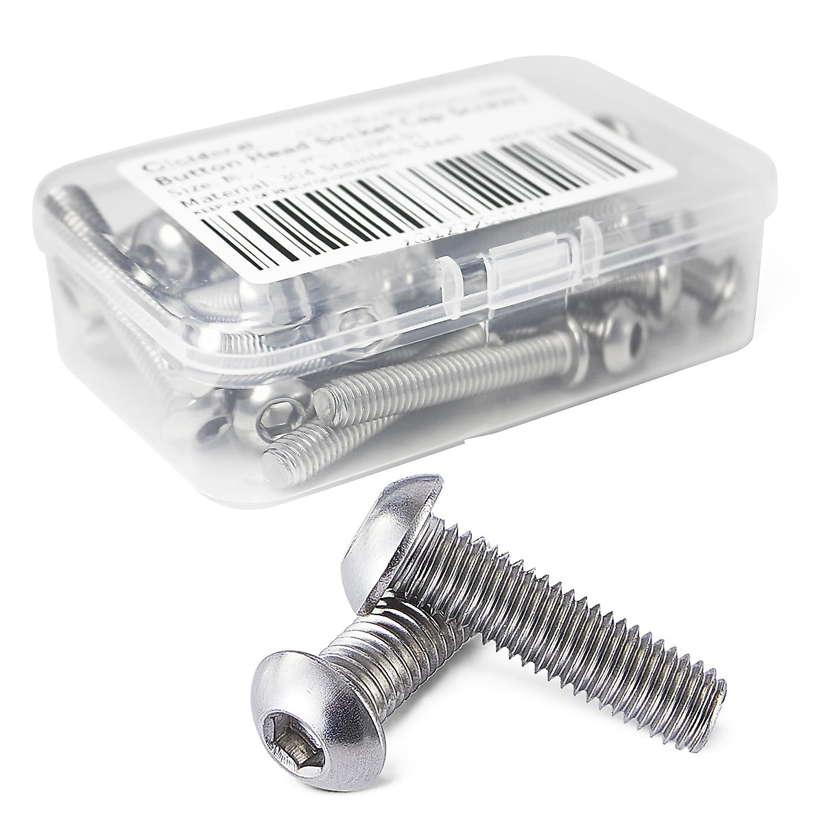 Cicidorai M5-0.8 x 25mm Button Head Socket Cap Bolts Screws, 304 Stainless Steel 18-8, Allen Socket Drive, Full Machine Threads, Quantity 50