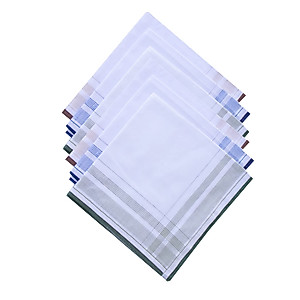 Men's handkerchiefs 100% Cotton White Color Border Hankies Pocket Square 43cm Square 9PCS