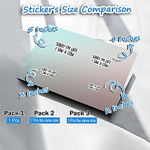 Sorry I'm Late I Saw A Cow Sticker, Cute Cow Sticker, Animal Sticker, Farm Sticker, Kawaii Sticker, Water Assitant Die-Cut Vinyl Funny Decals for Laptop, Phone, Water Bottles, Kindle Sticker