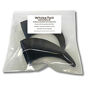 WhiteTail Naturals - Water Buffalo Horns for Dogs (2 Pack Large) All-Natural Dog Bone - Long Lasting Chew Bone for Aggressive Chewers and Teething Puppies