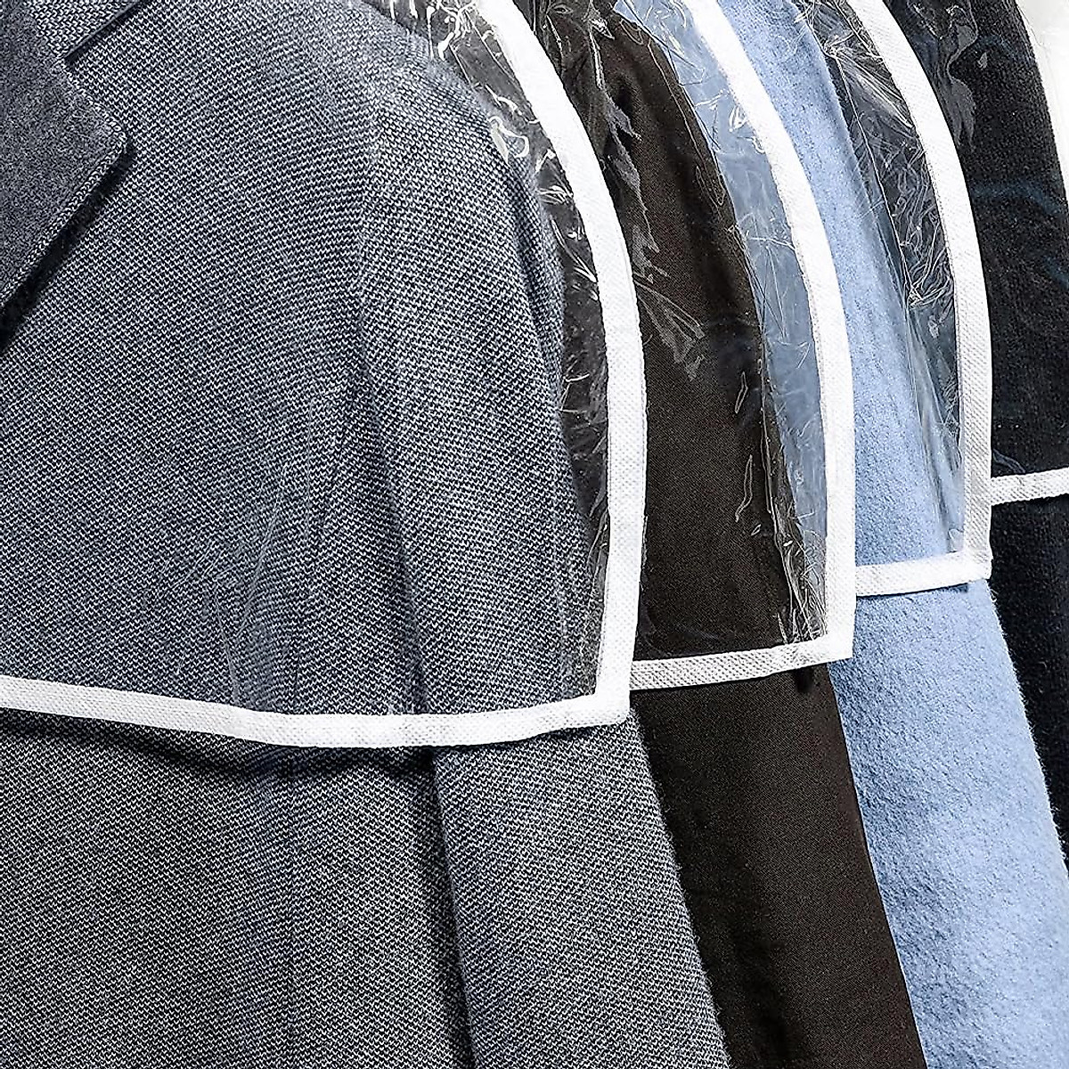 5 PACK Clear Clothing Hanger Shoulder Covers, Shoulder Cover for Clothes Closet Bulk clothes for Hanging Clothes, Suit, Coats, Jackets, Dress Open Closet Storage