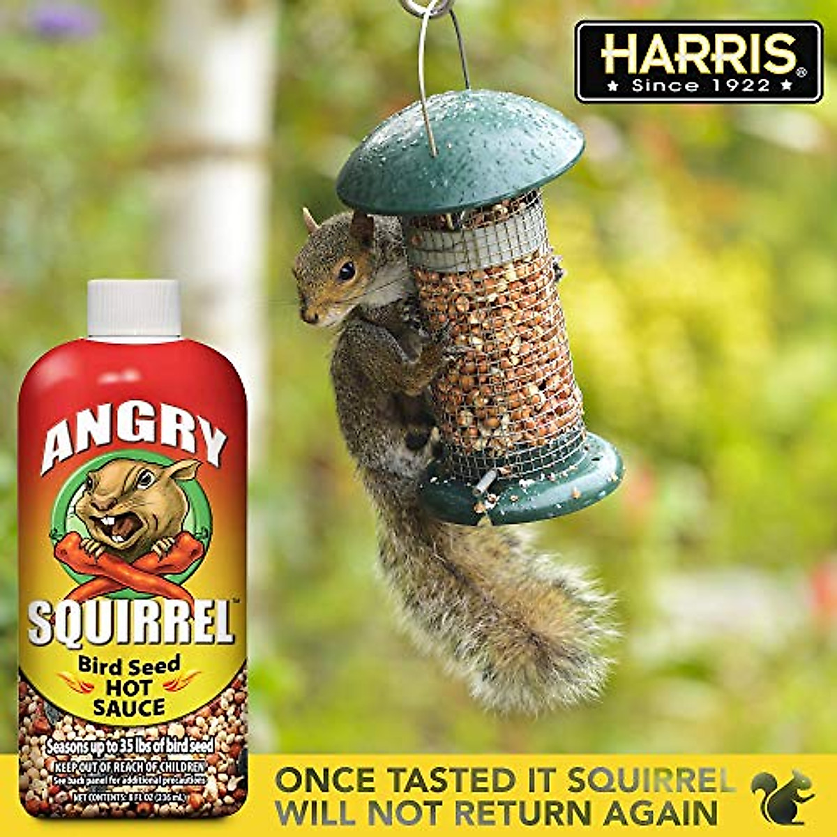 HARRIS Angry Squirrel Bird Seed Hot Sauce, 8oz, for Up to 35 Pounds of Bird Seed, 2-Pack