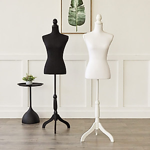 DRDINGRUI Female Mannequin Torso with Stand, Height Adjustable from 52'' to 67'' Dress Form with Tripod Base for Dress Jewelry Display