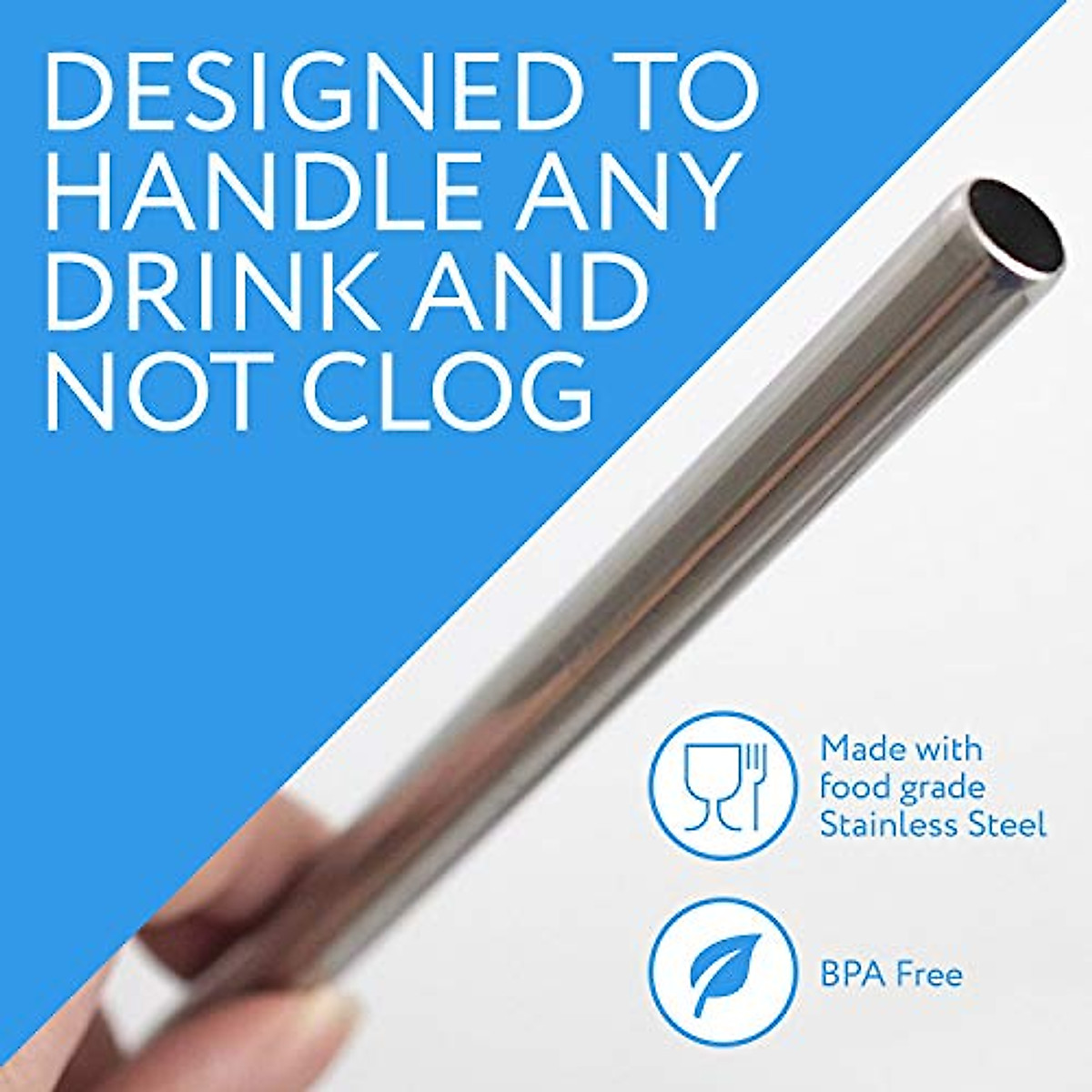 10 Pack Boba Straws In Stainless Steel - Reusable Metal Straws Best For Drinking Bubble/Boba Tea, Smoothies, Shakes - Extra Wide 0.5’’ And 8.5” Long - Comes With Cotton Storage Bag And Cleaning Rod
