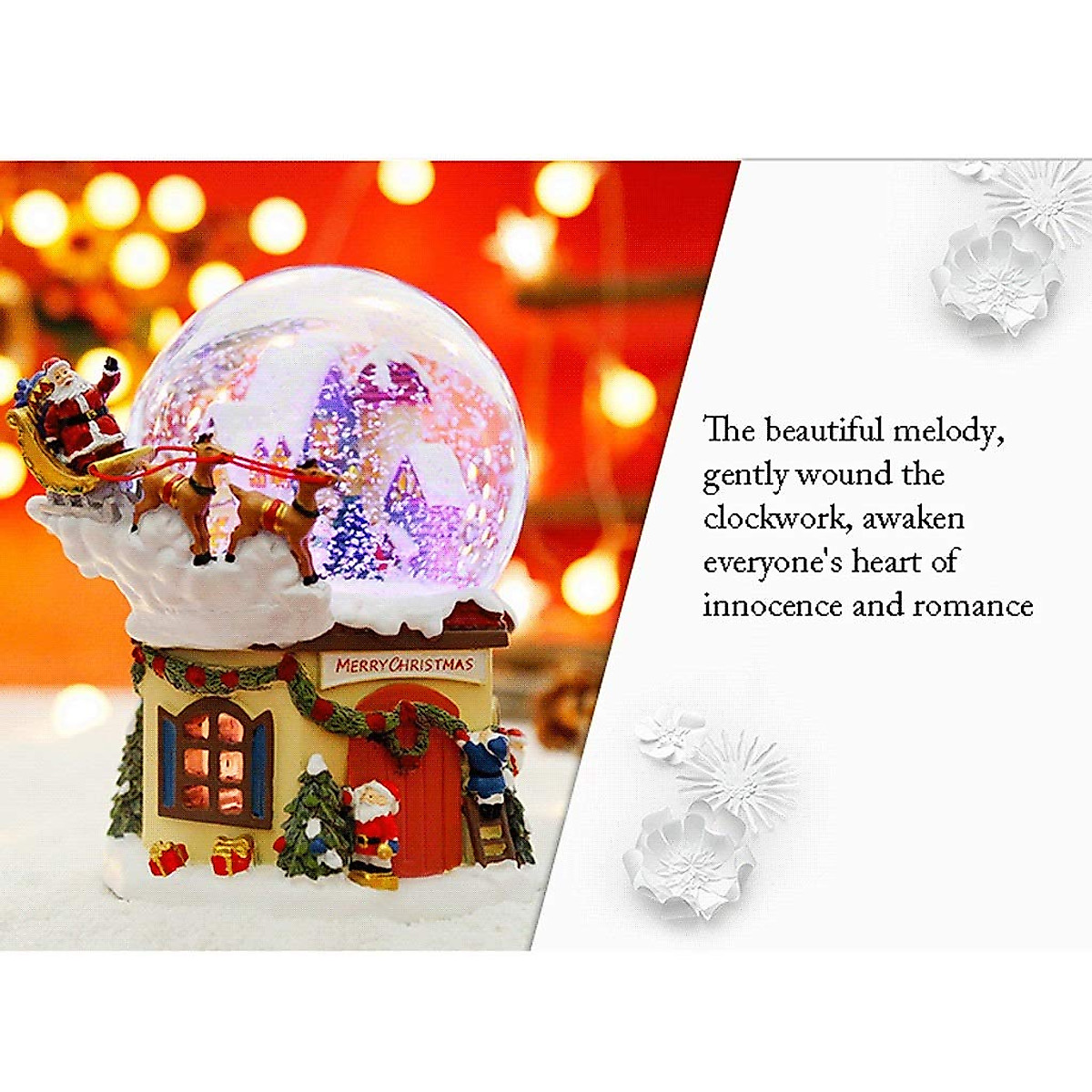 ZSM Music Boxes for Boys and Girls Music Box Christmas Music Box 'Jingle Bells' Musical Figurine Crystal Ball Music Box Santa and Reindeer Christmas Snow Globe