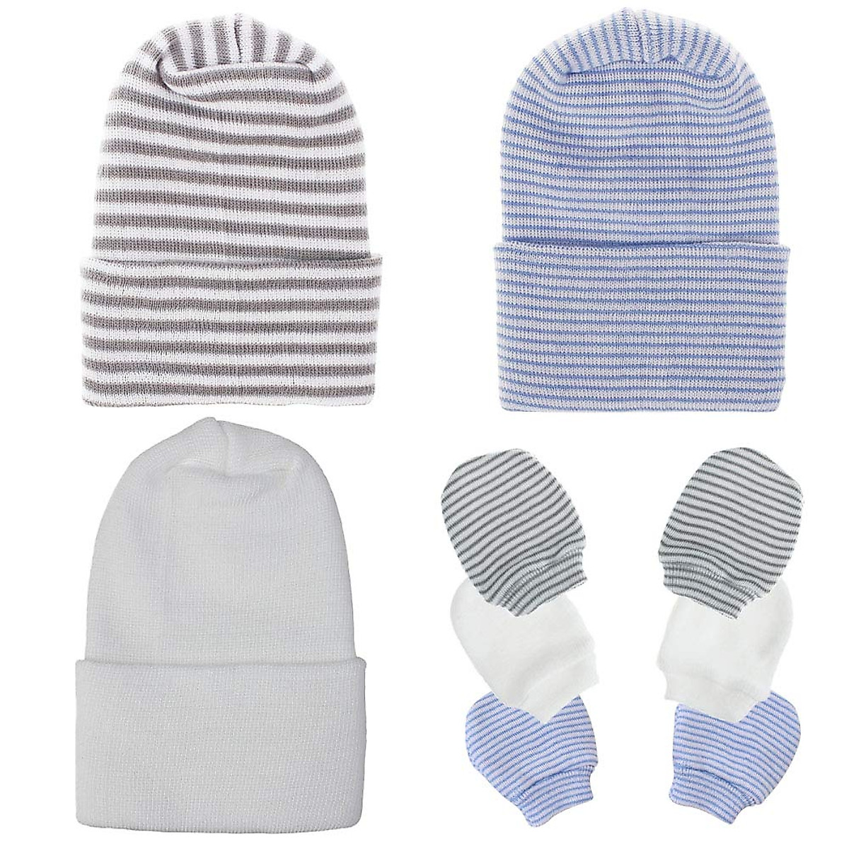 Baby Caps and Mittens Newborn Hospital Beanie Hats No Scratch Gloves Soft Babies Gift Set for Boys Girls (Style 5)