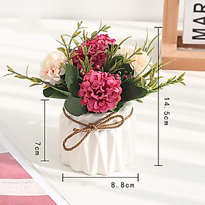 14.5cm Simulation Hydrangea Plant Potted Fake Garden Bonsai Decoration Home Desktop Decorat n Wedding Gift (White)
