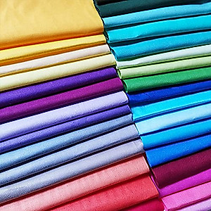 QiMicody Quilting Fabric, 50 Pcs Fat Quarter Fabric Bundles 8" x 8" (20cm×20cm) Solid Colors Pure Cotton, Precut Squares Sewing Quilting Patchwork Scraps for DIY Crafting